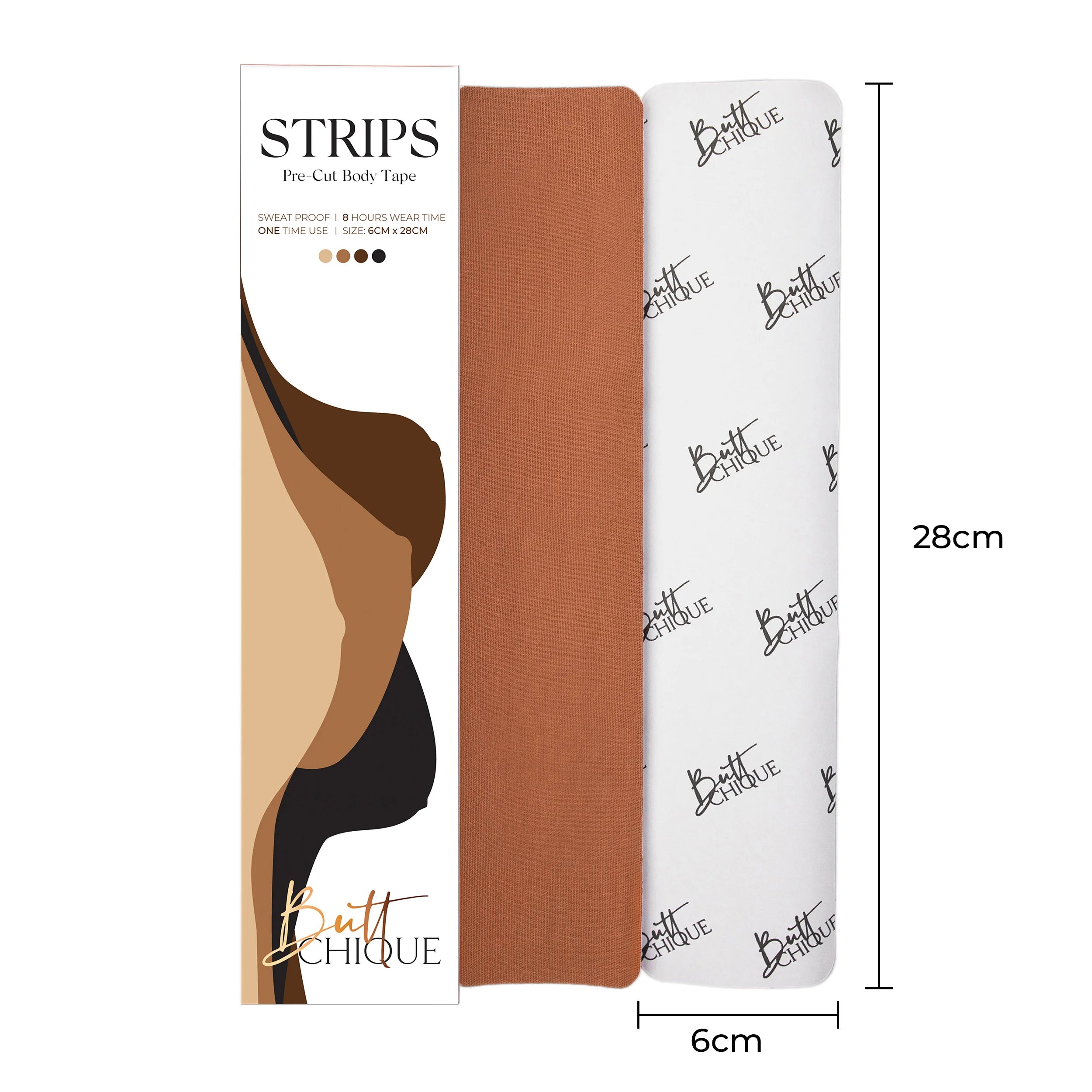 Pre-Cut Body Tape Strips Cinnamon | 10 Pack – Butt-Chique